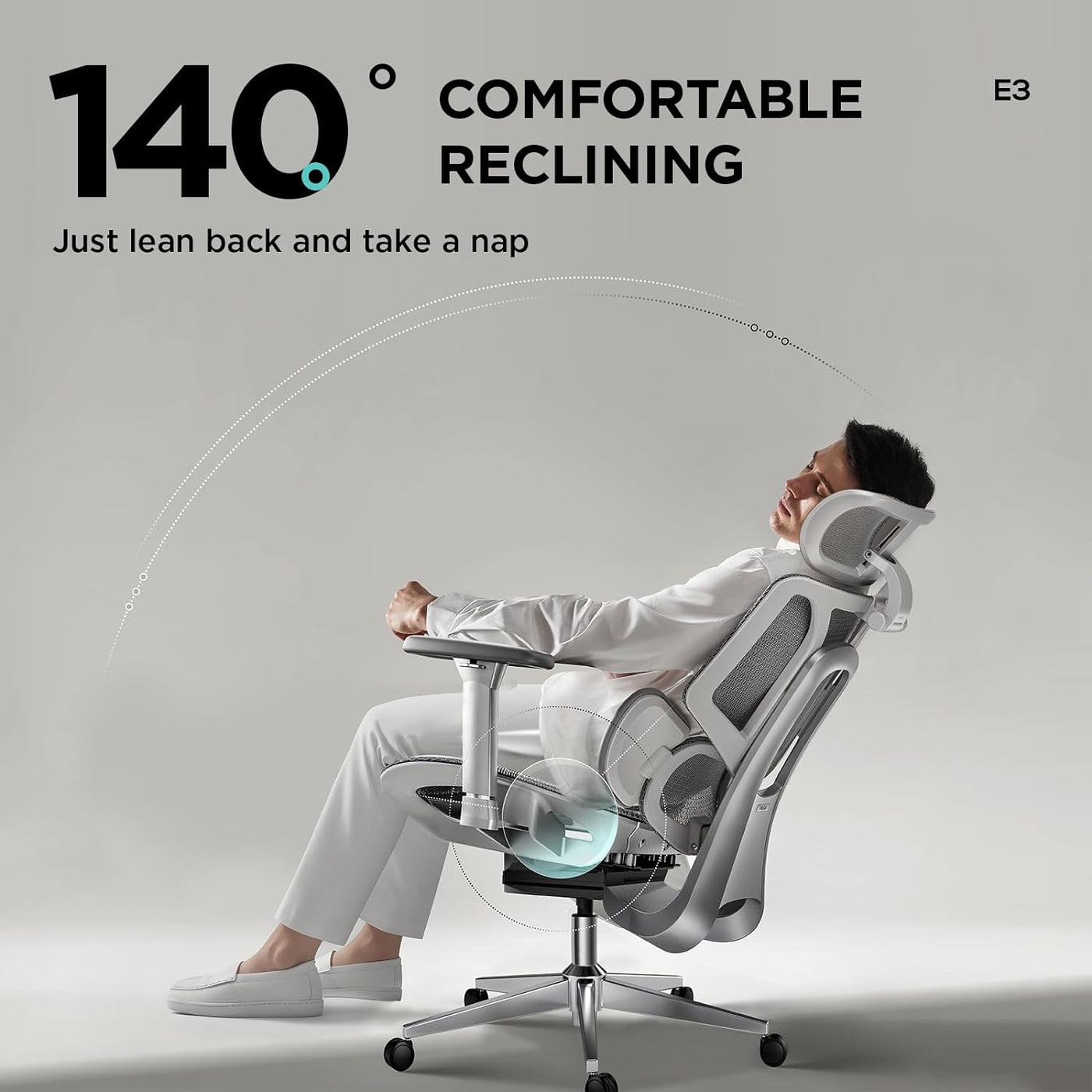 HBADA E3 Ergonomic Office Chair (Without footrest) -White