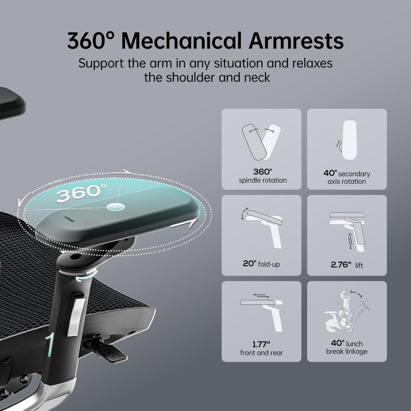 HBADA E3 Office Chair with Footrest 140° Reclining White