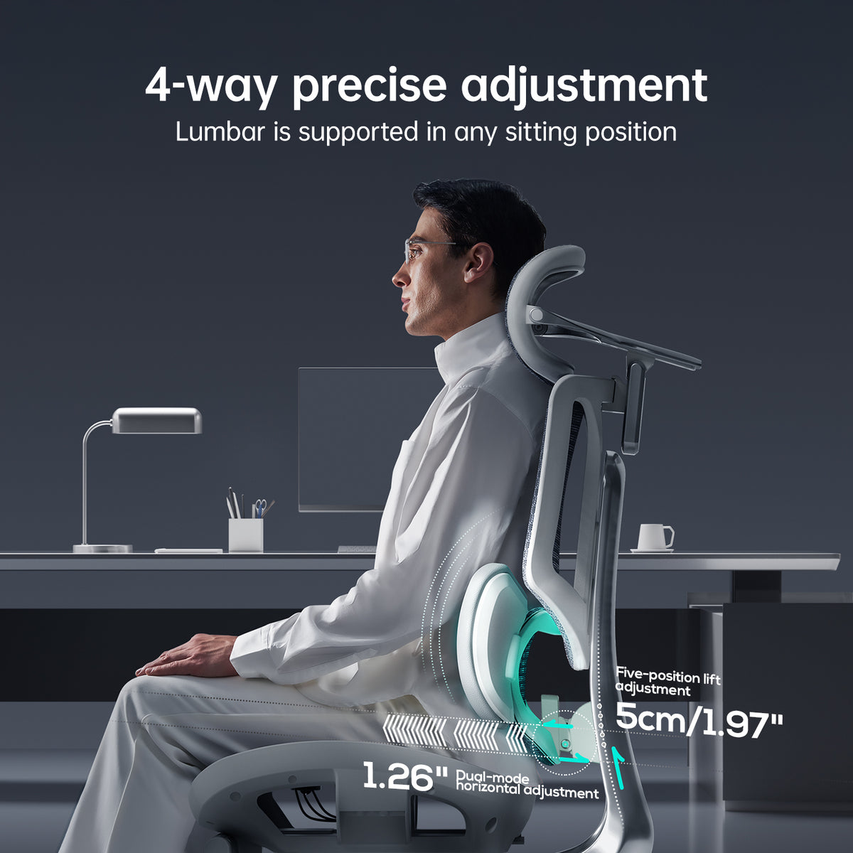 HBADA E3 Office Chair with Footrest 140° Reclining White