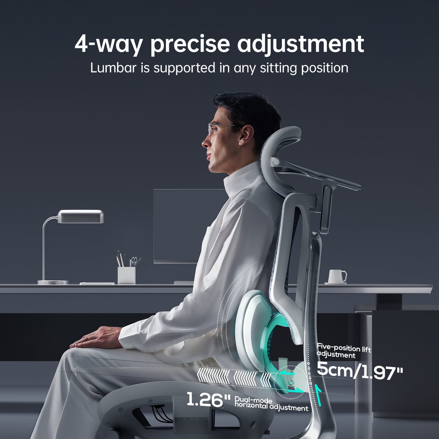 HBADA E3 Office Chair with Footrest 140° Reclining White
