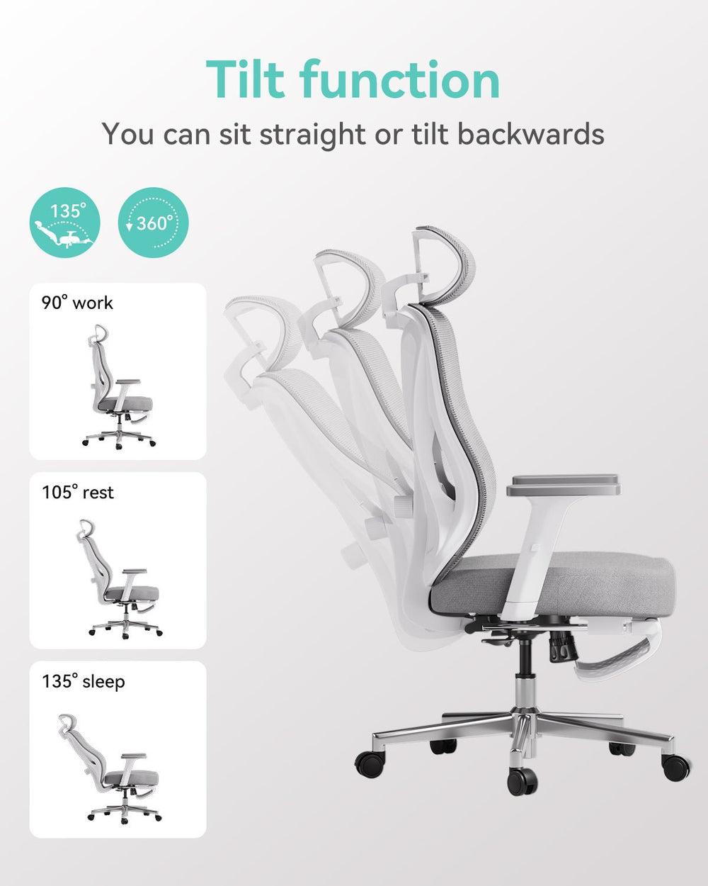 HBADA P5 Ergonomic Office Chair with Footrest