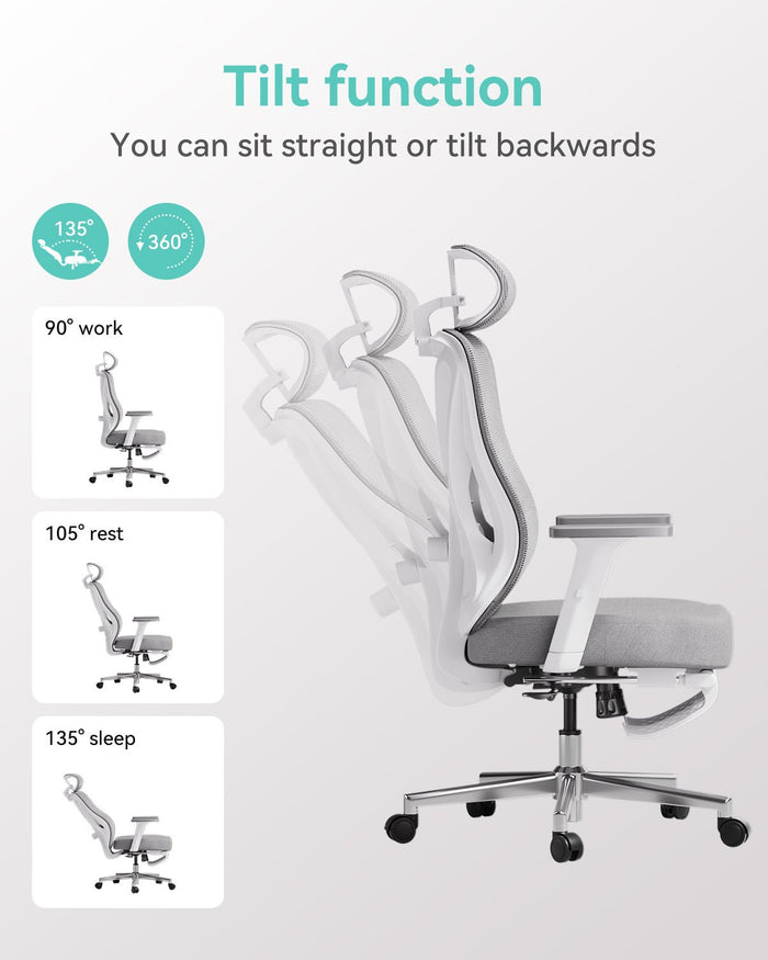 HBADA P5 Ergonomic Office Chair with Footrest