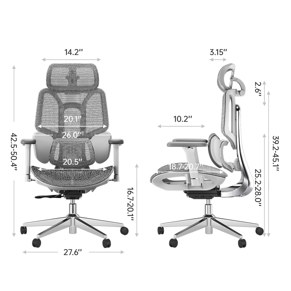 HBADA E3 Air Ergonomic Chair without Footrest 1.97” Adjustable Cushion ...